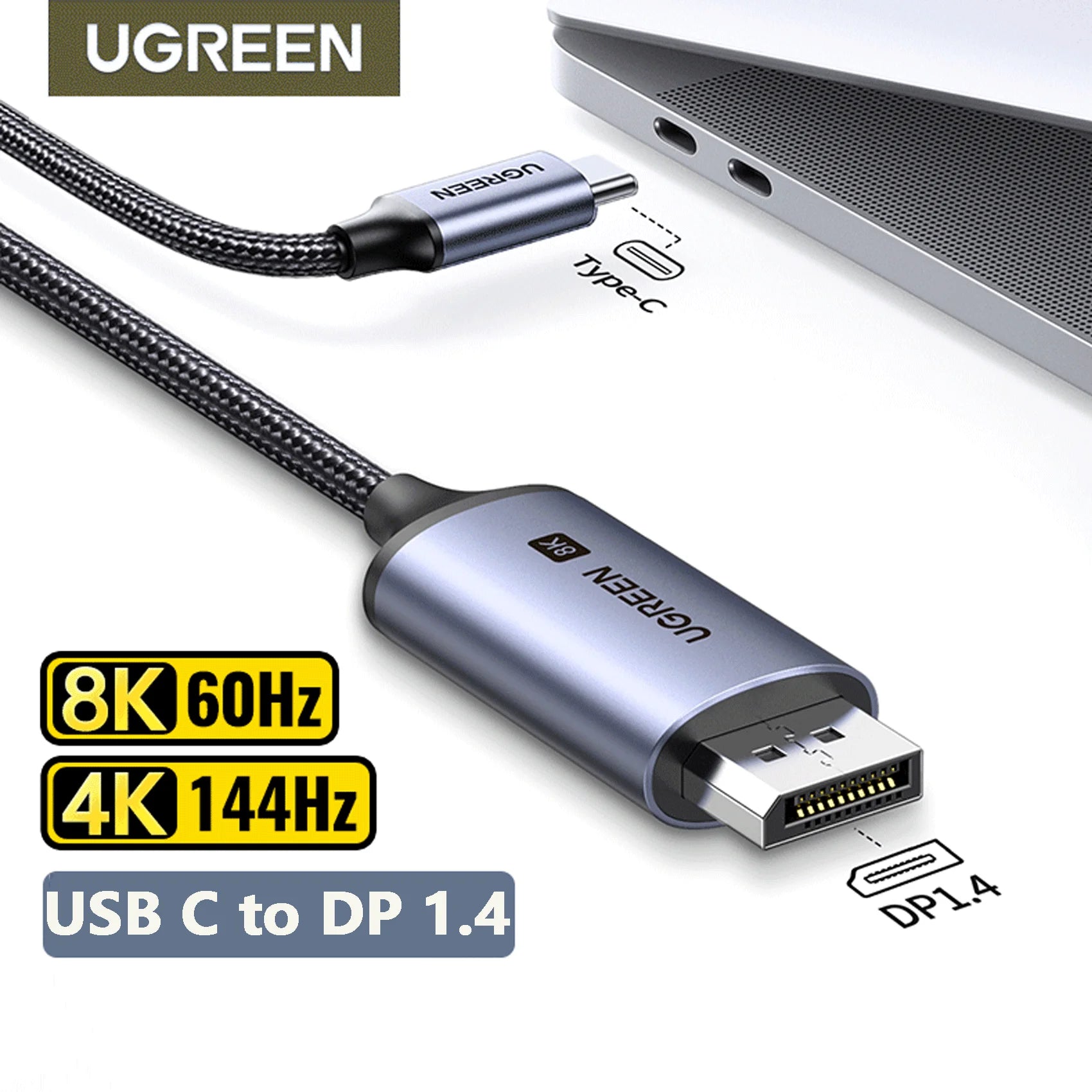 UGREEN USB C to 8K Displayport 1.4 for iPhone 15 Macbook Pro iPad Comp ...